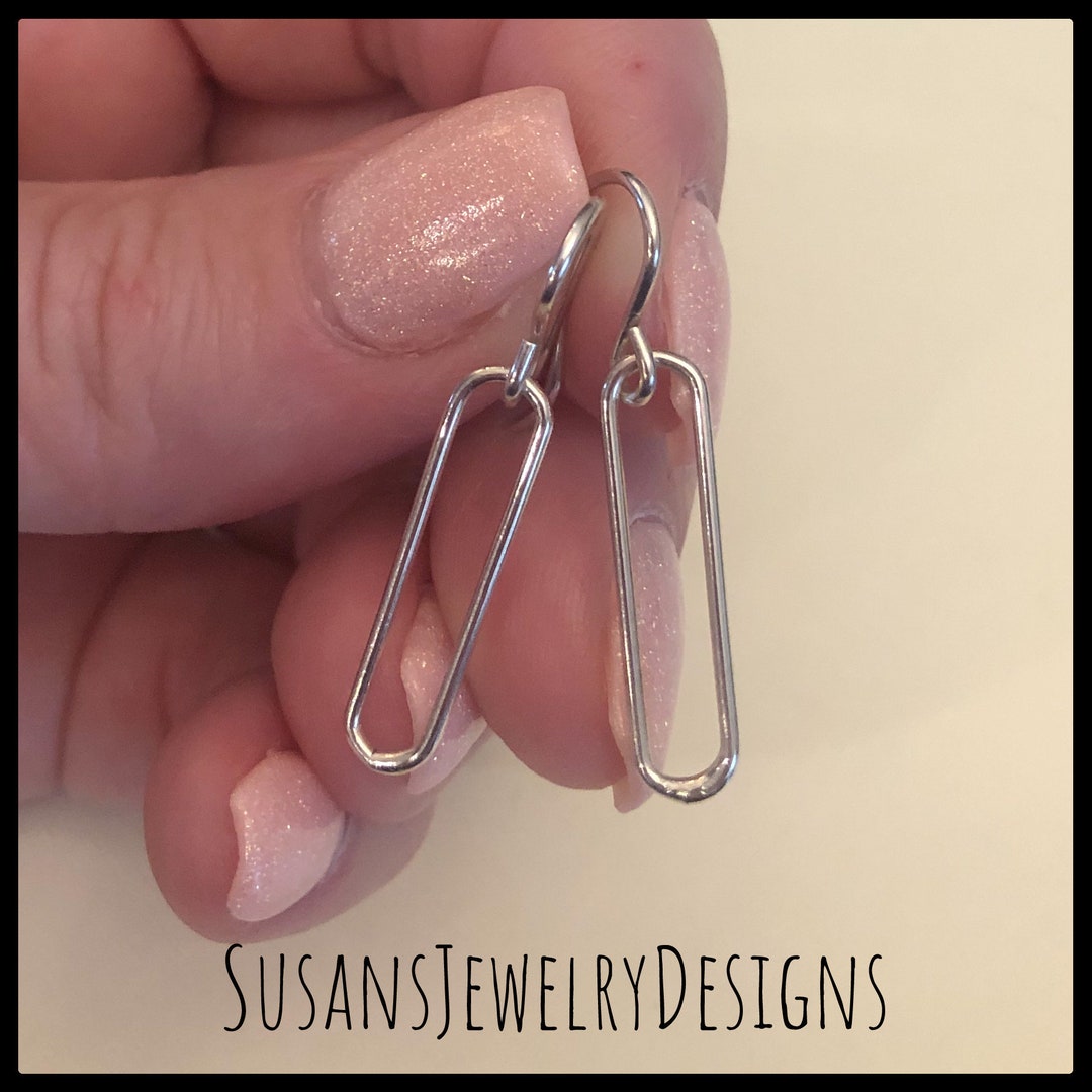 Paperclip Earrings Sterling Silver Jewelry Gift for Her - Etsy