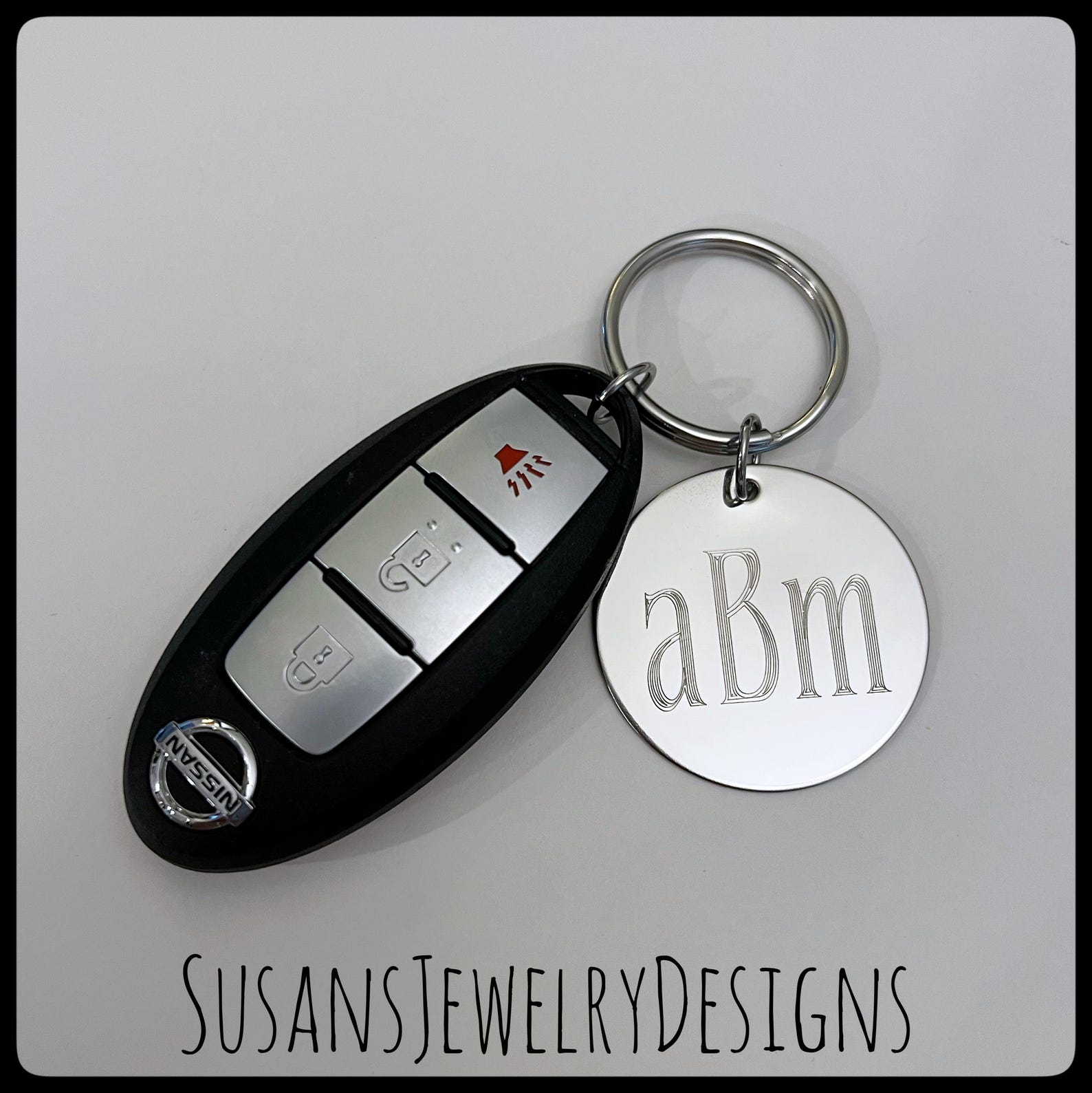 Custom Engraved Monogram Keychain, Engraved Keychain Disc, Engraved ...