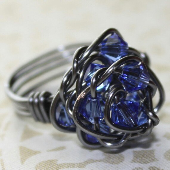 Wire Rose Ring Wire Wrapped Gray Wire Ring Gift for Her | Etsy