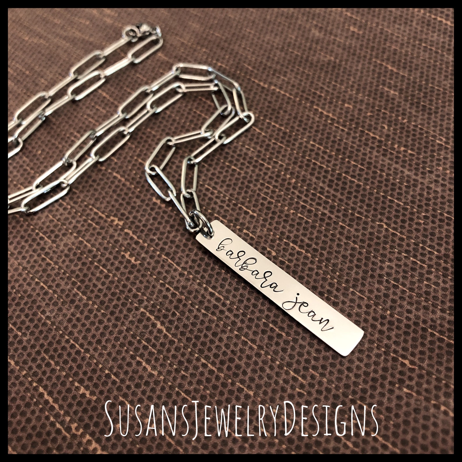Name Necklace Paperclip Chain Stainless Steel Custom Word | Etsy
