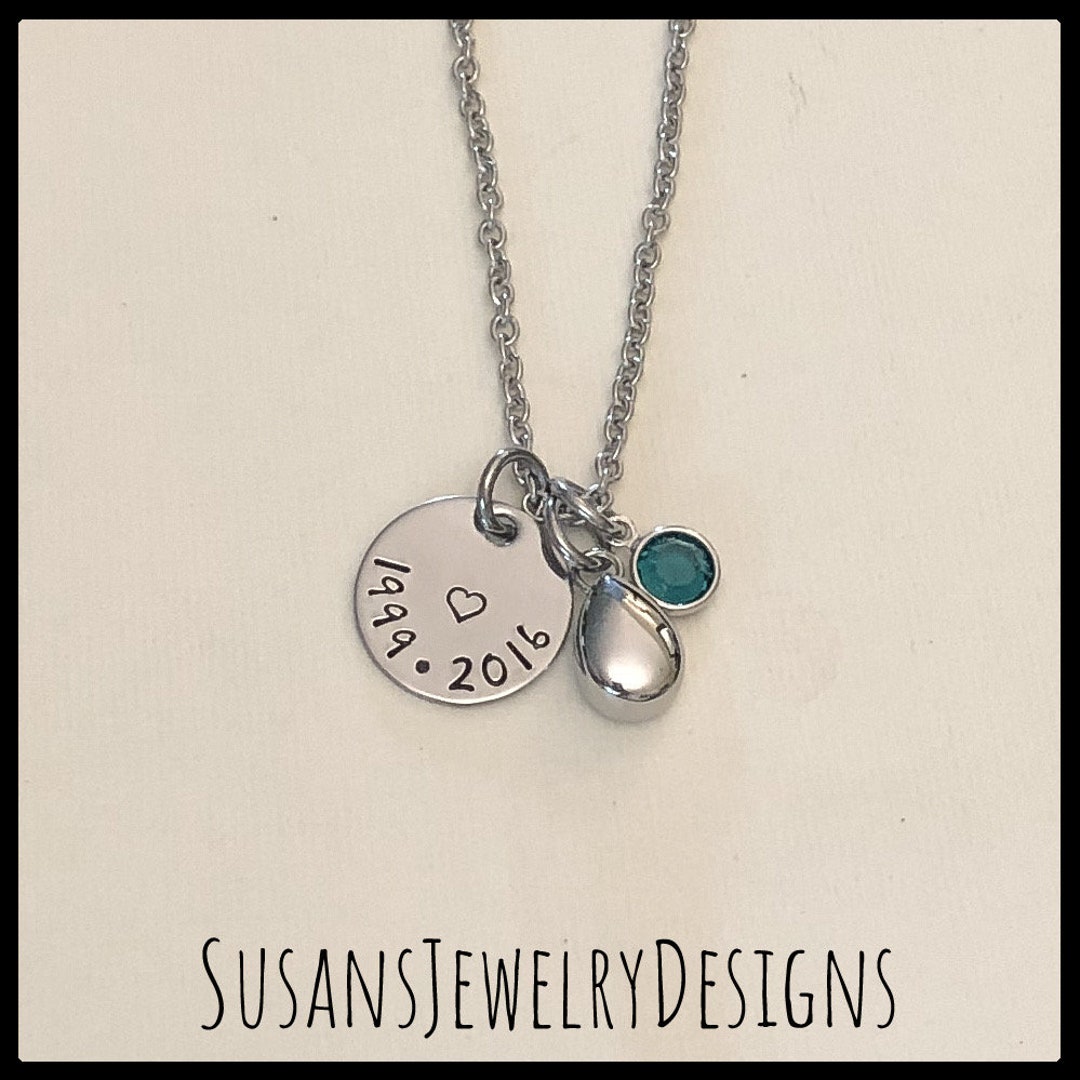 Custom Tiny Teardrop Urn Necklace Stainless Steel Memorial - Etsy