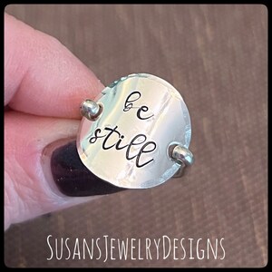 Custom Stamped Be Still Saddle Ring, Personalized Size, Religious ...
