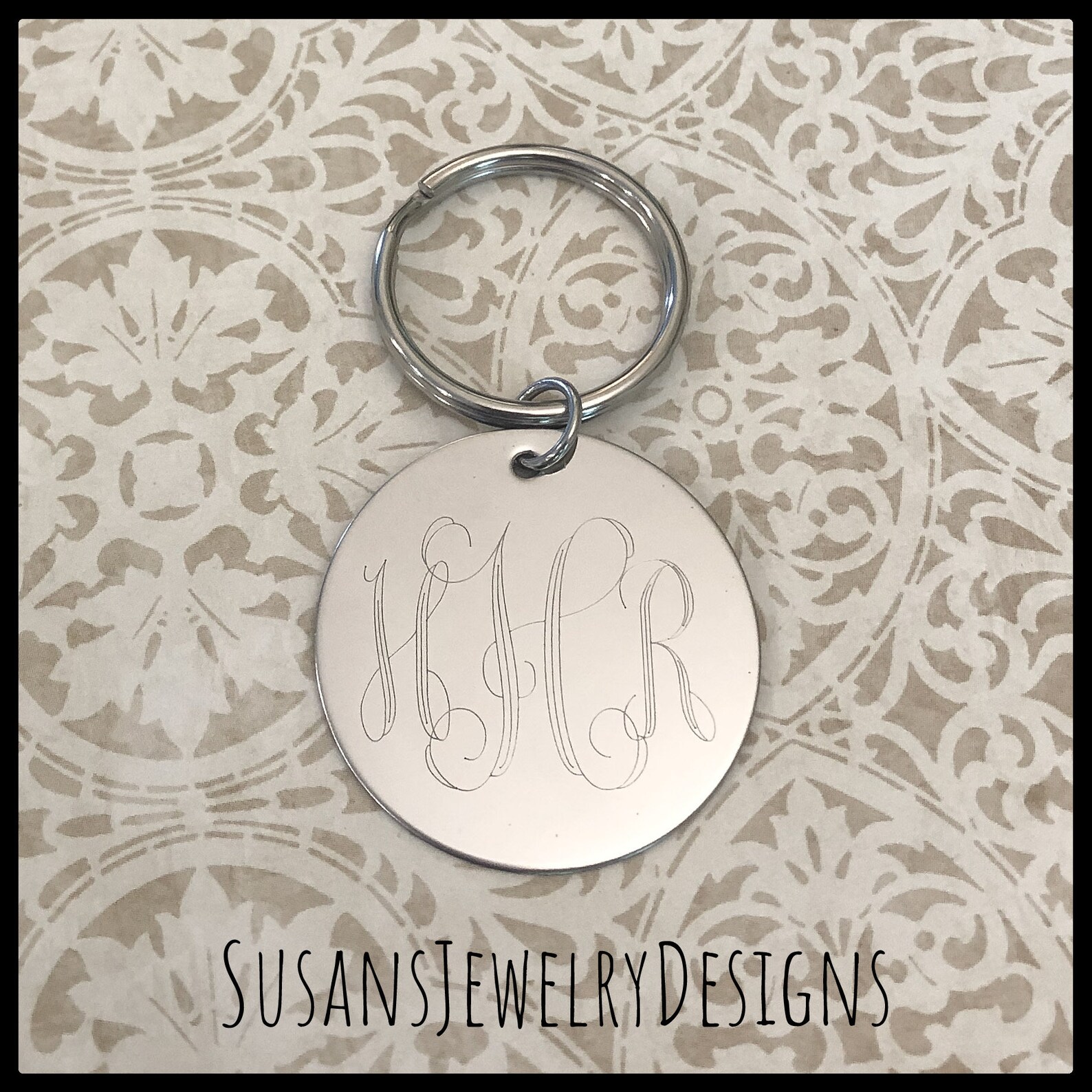 Custom Engraved Monogram Keychain Engraved Keychain Disc | Etsy