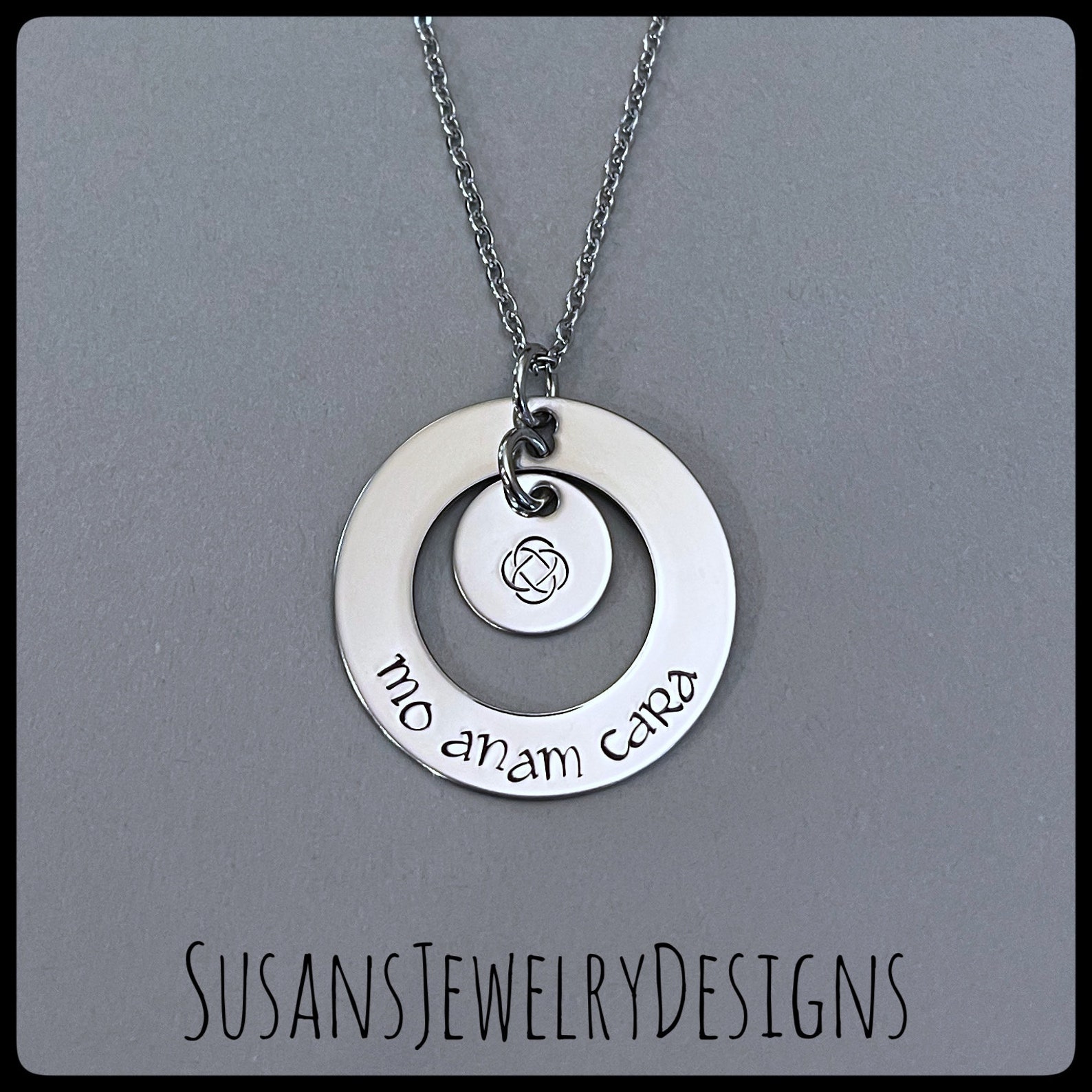 Custom Stamped Mo Anam Cara Necklace, Celtic Knot Jewelry, Stainless ...