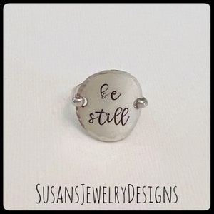 Custom Stamped Be Still Saddle Ring, Personalized Size, Religious ...