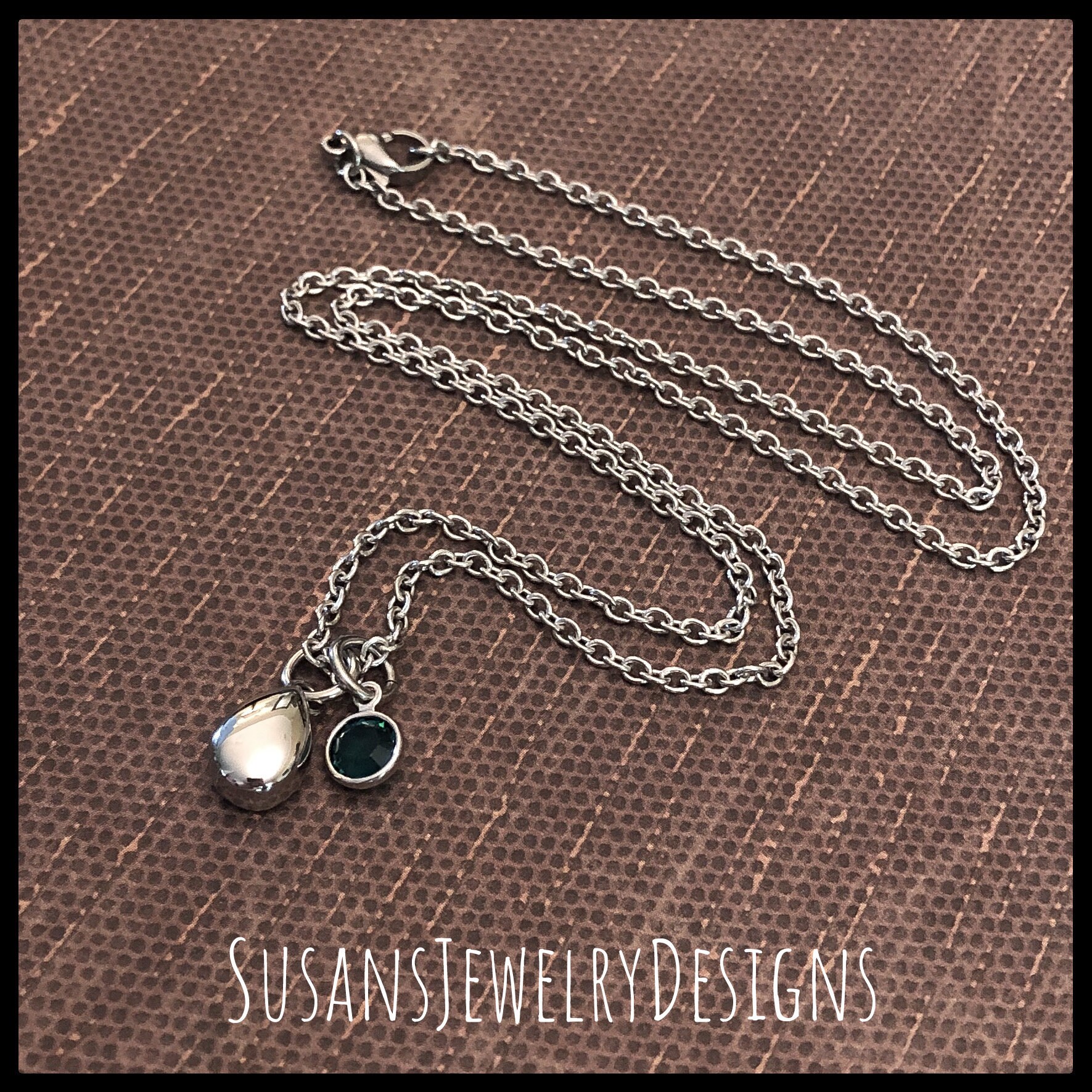 Custom tiny teardrop urn necklace stainless steel memorial | Etsy