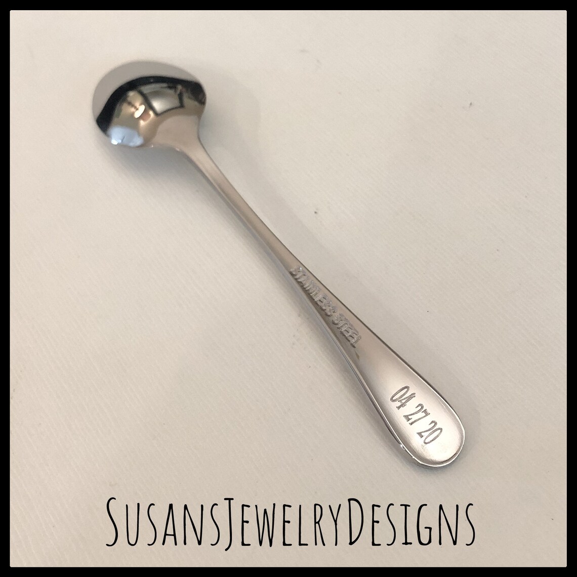 Engraved baby spoon with date on back monogram baby gift | Etsy