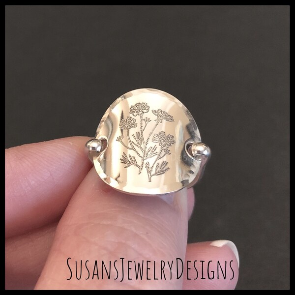 Wildflower Signet Ring - Etsy