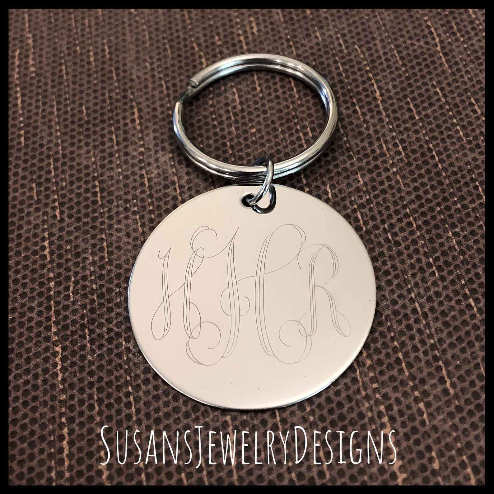 Custom Engraved Monogram Keychain Engraved Keychain Disc | Etsy