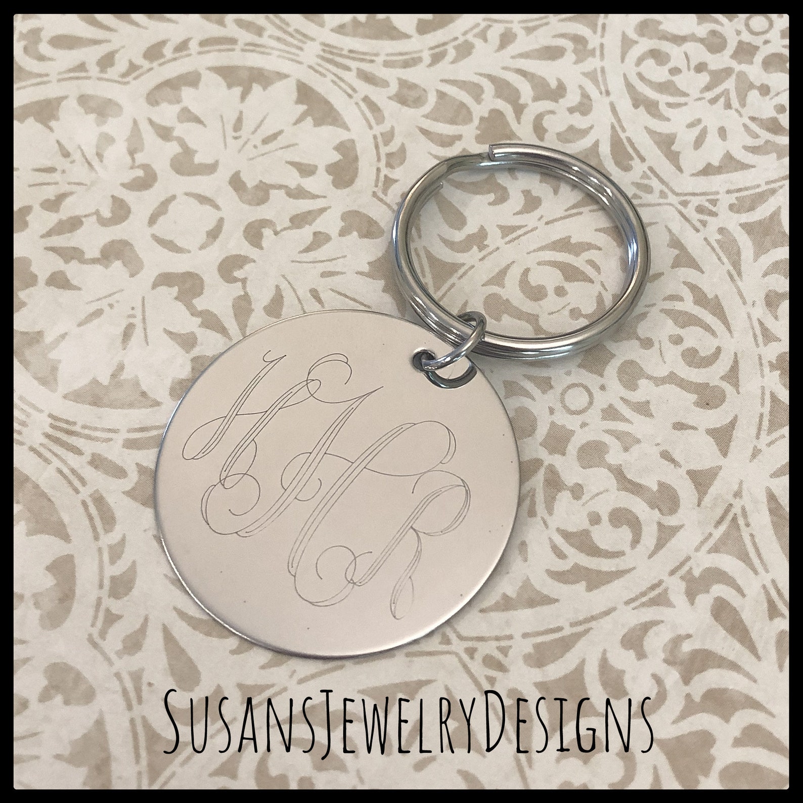 Custom Engraved Monogram Keychain Engraved Keychain Disc | Etsy