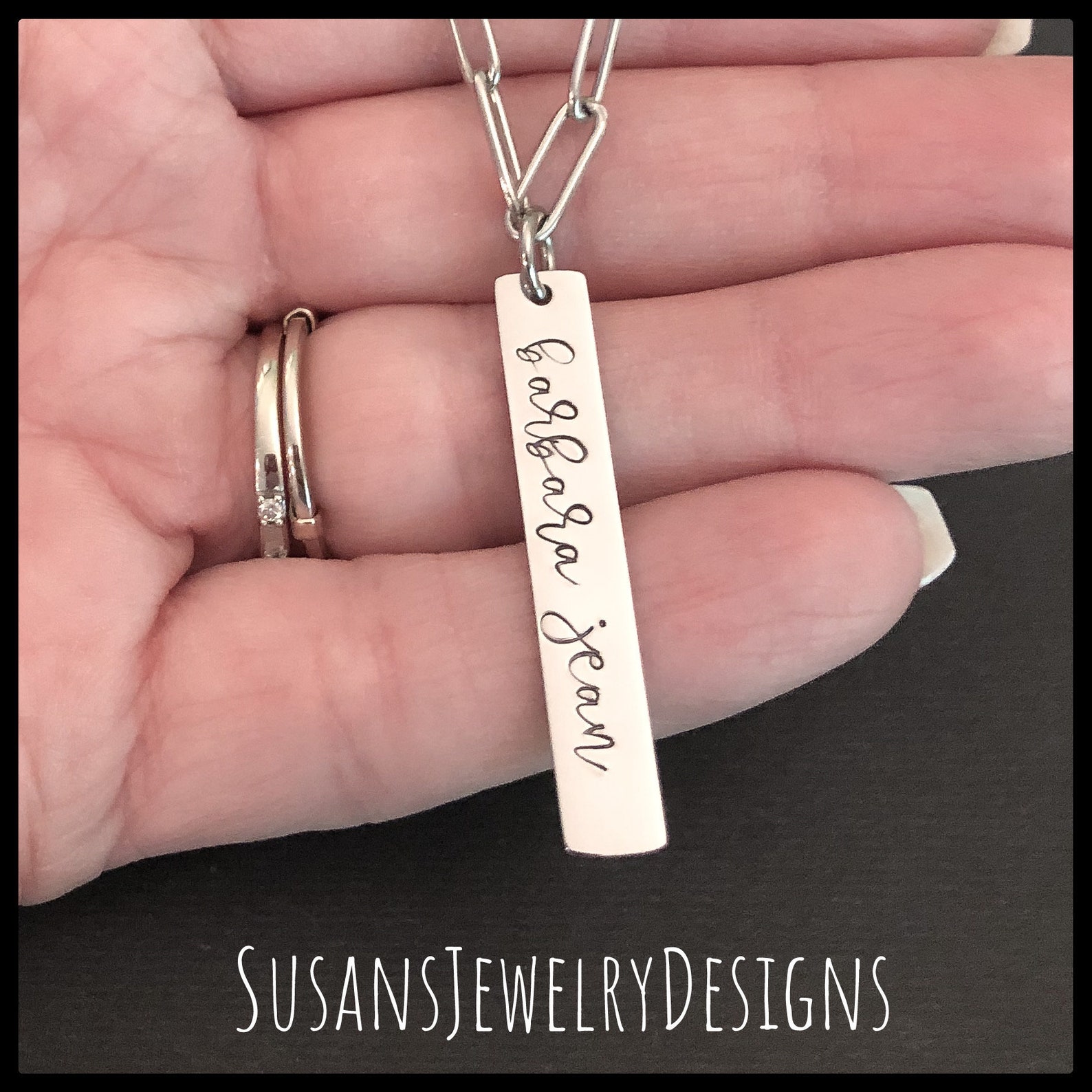 Name Necklace Paperclip Chain Stainless Steel Custom Word | Etsy