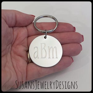 Custom Engraved Monogram Keychain, Engraved Keychain Disc, Engraved ...