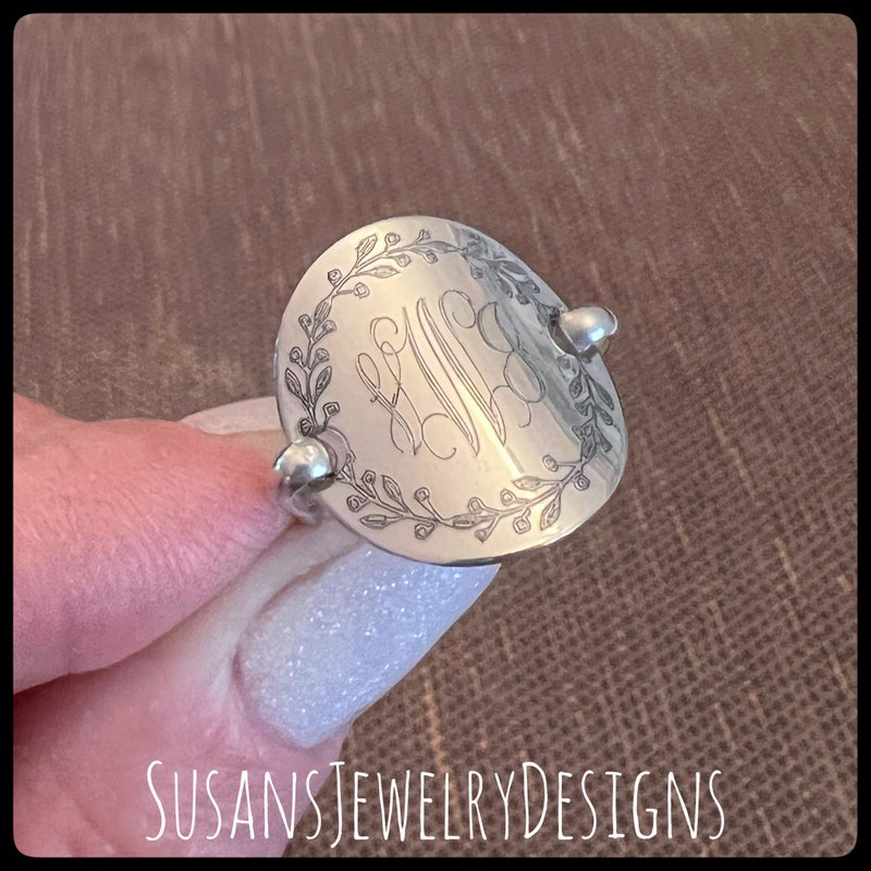 Sterling Monogram Ring - Etsy