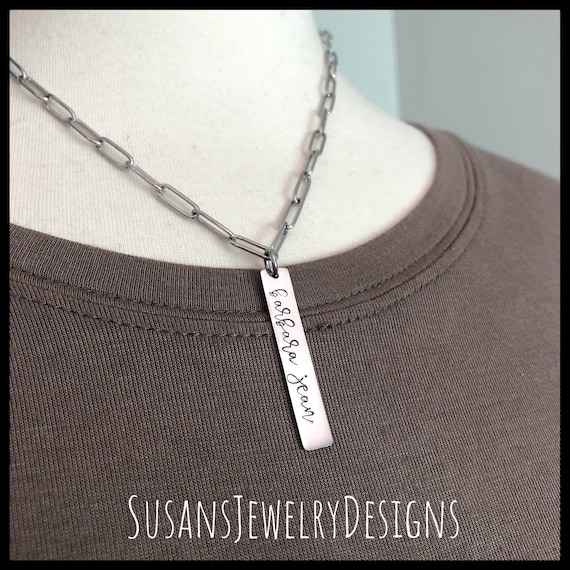 Name Necklace Paperclip Chain Stainless Steel Custom Word | Etsy