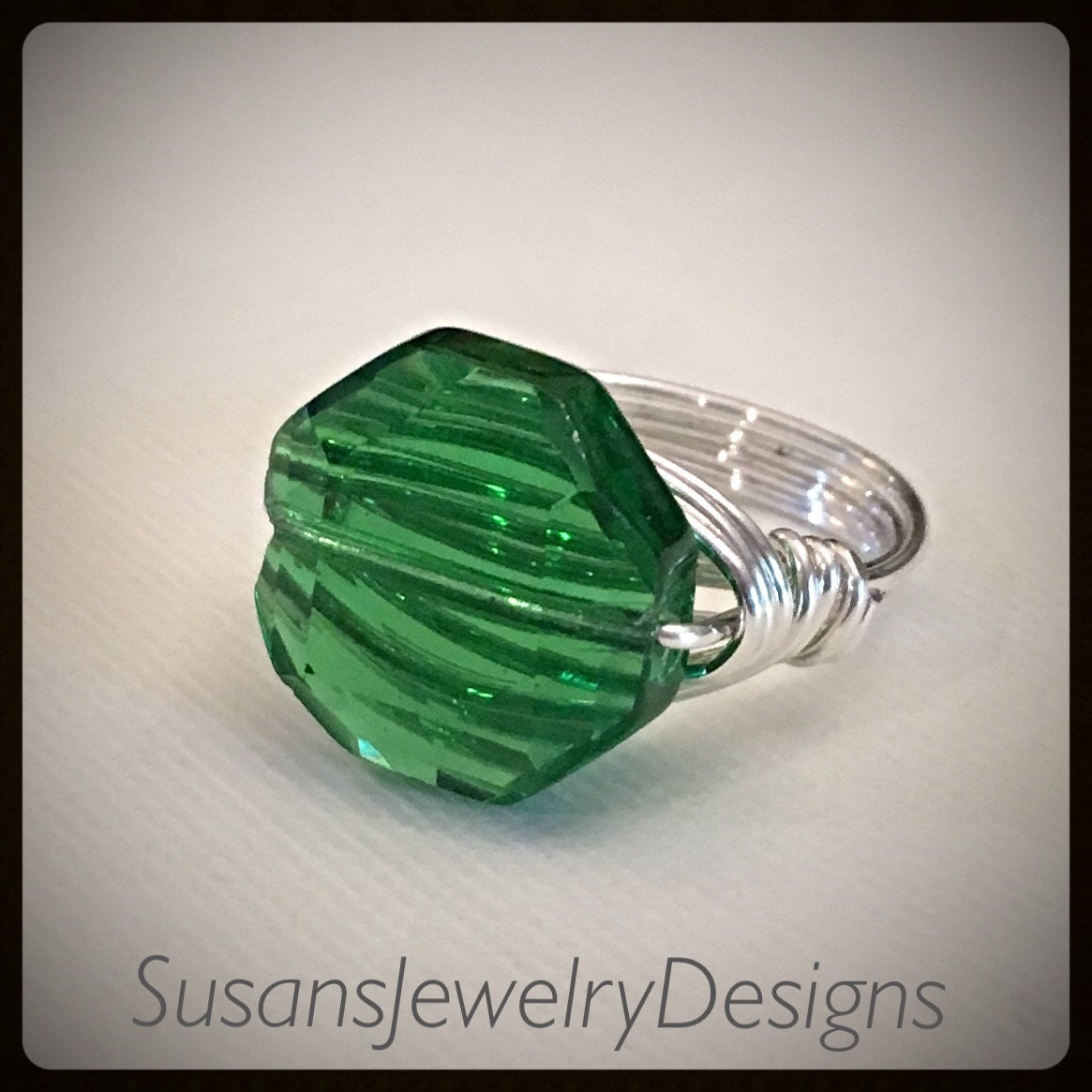 Vibrant green ring green jewelry custom size ring gift for | Etsy