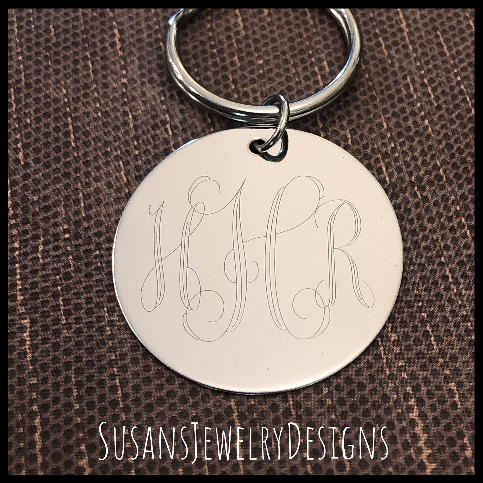 Custom Engraved Monogram Keychain Engraved Keychain Disc | Etsy