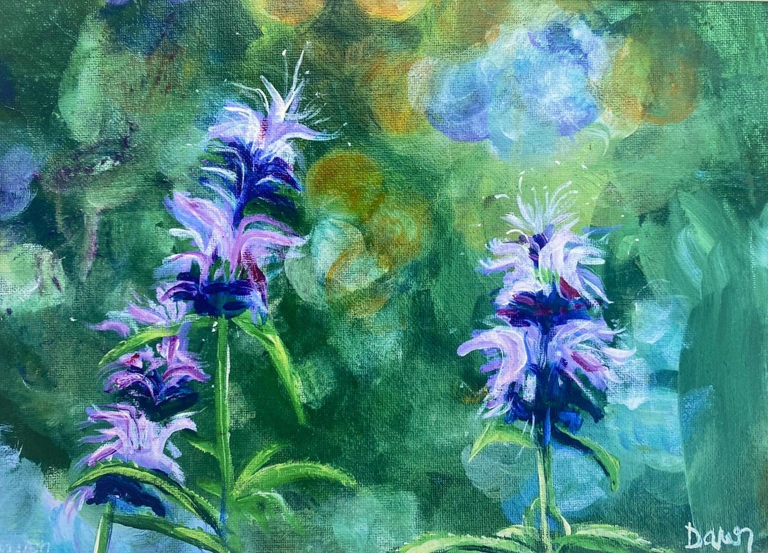 Texas Bee Balm Print - Original Wildflower Painting - Fine Art Giclee ...