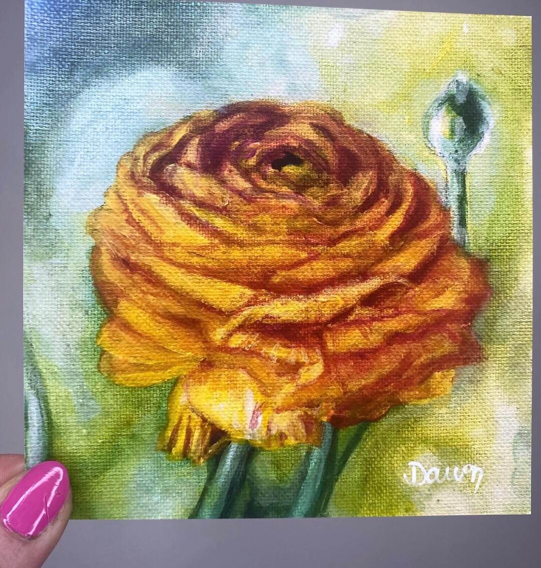 Ranunculus Print - Original Whimsical Flower Painting - Fine Art Giclee ...