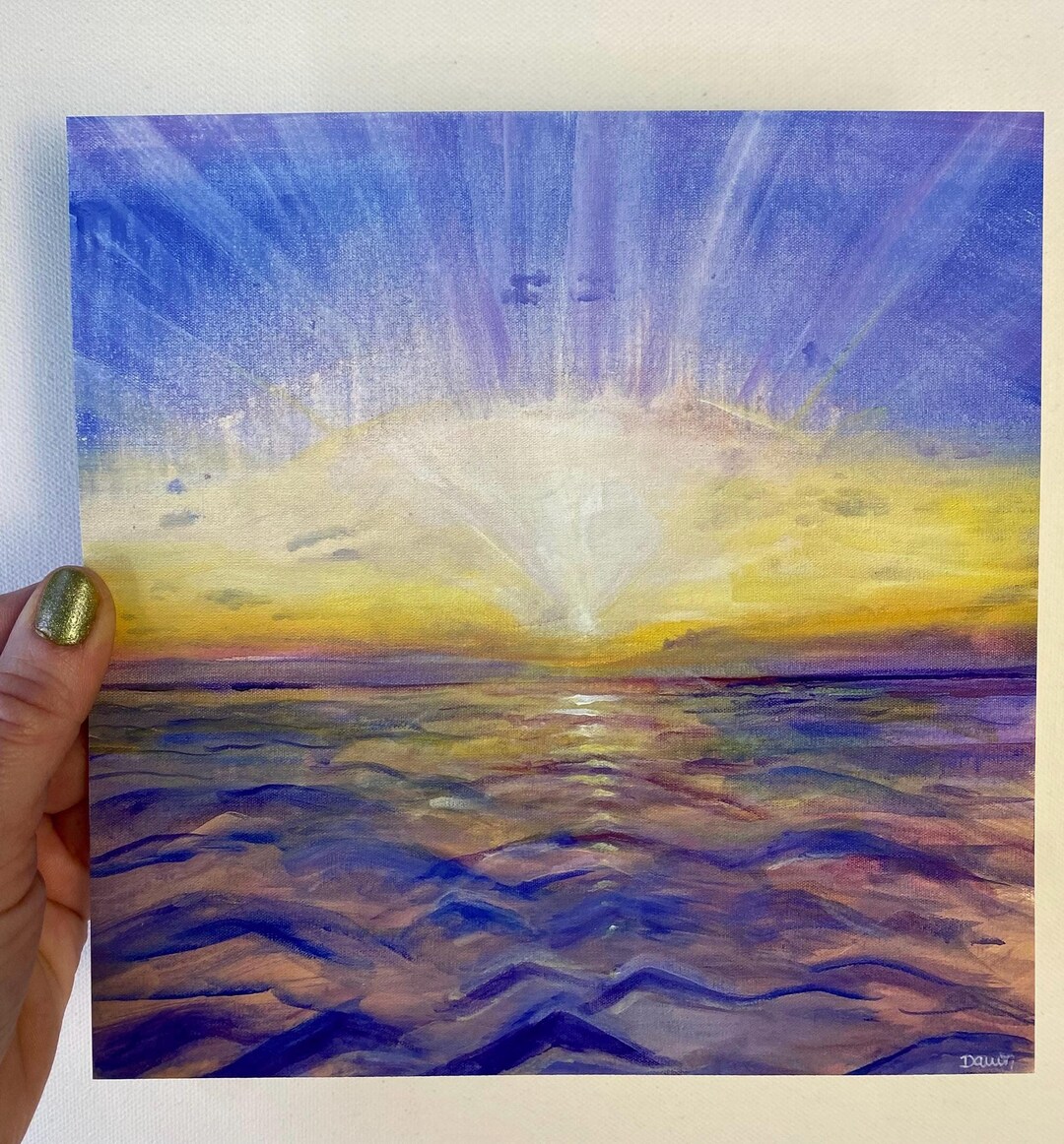 Sunset Shimmer Print - Original Acrylic Landscape Painting - Ocean Art ...