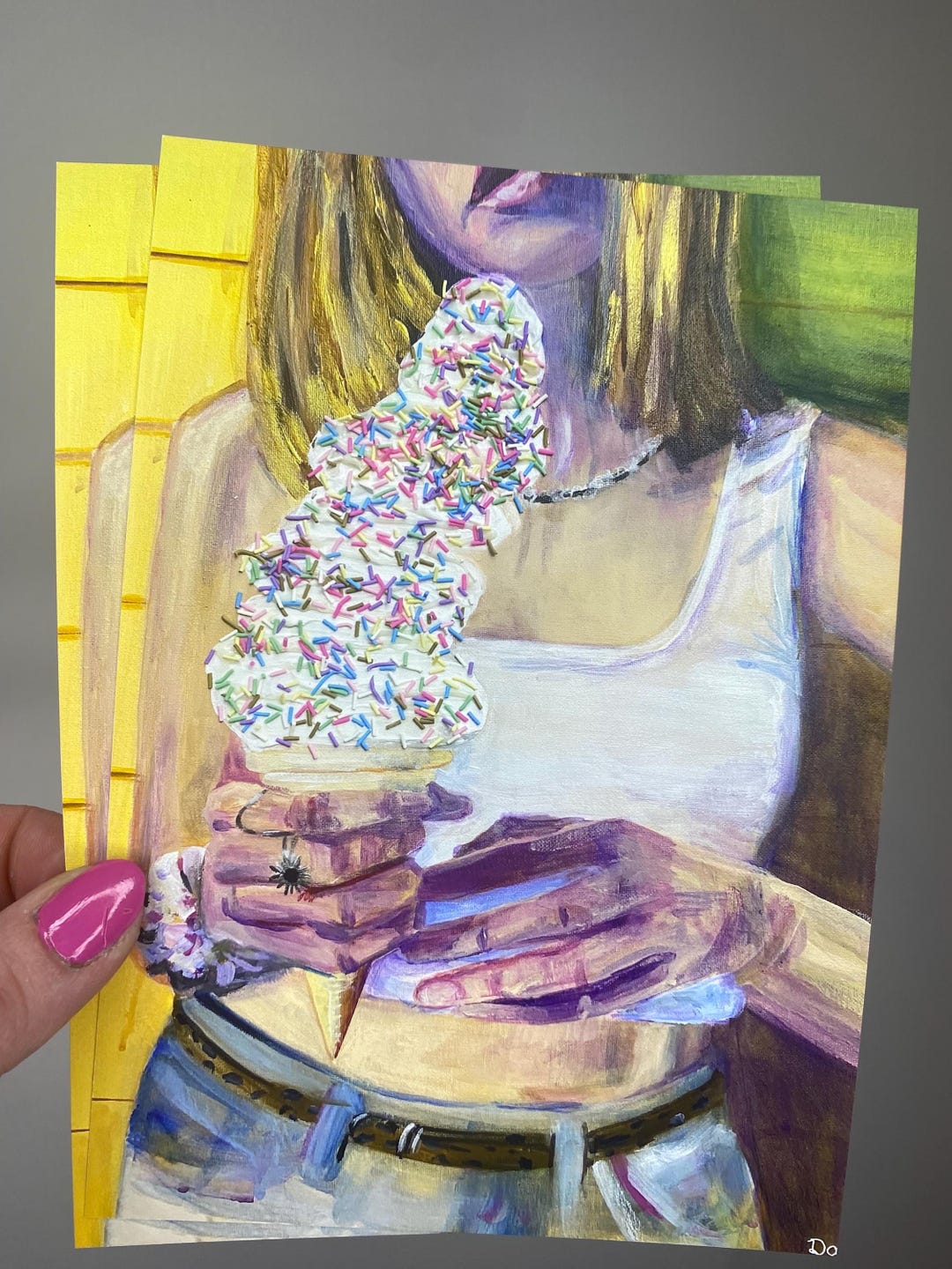 Ice Cream Sprinkle Girl Art Wall Print L Original Dessert Acrylic ...