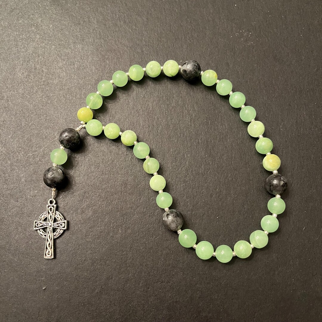 Green Flower Jade Protestant Prayer Beads, Episcopal, Methodist ...