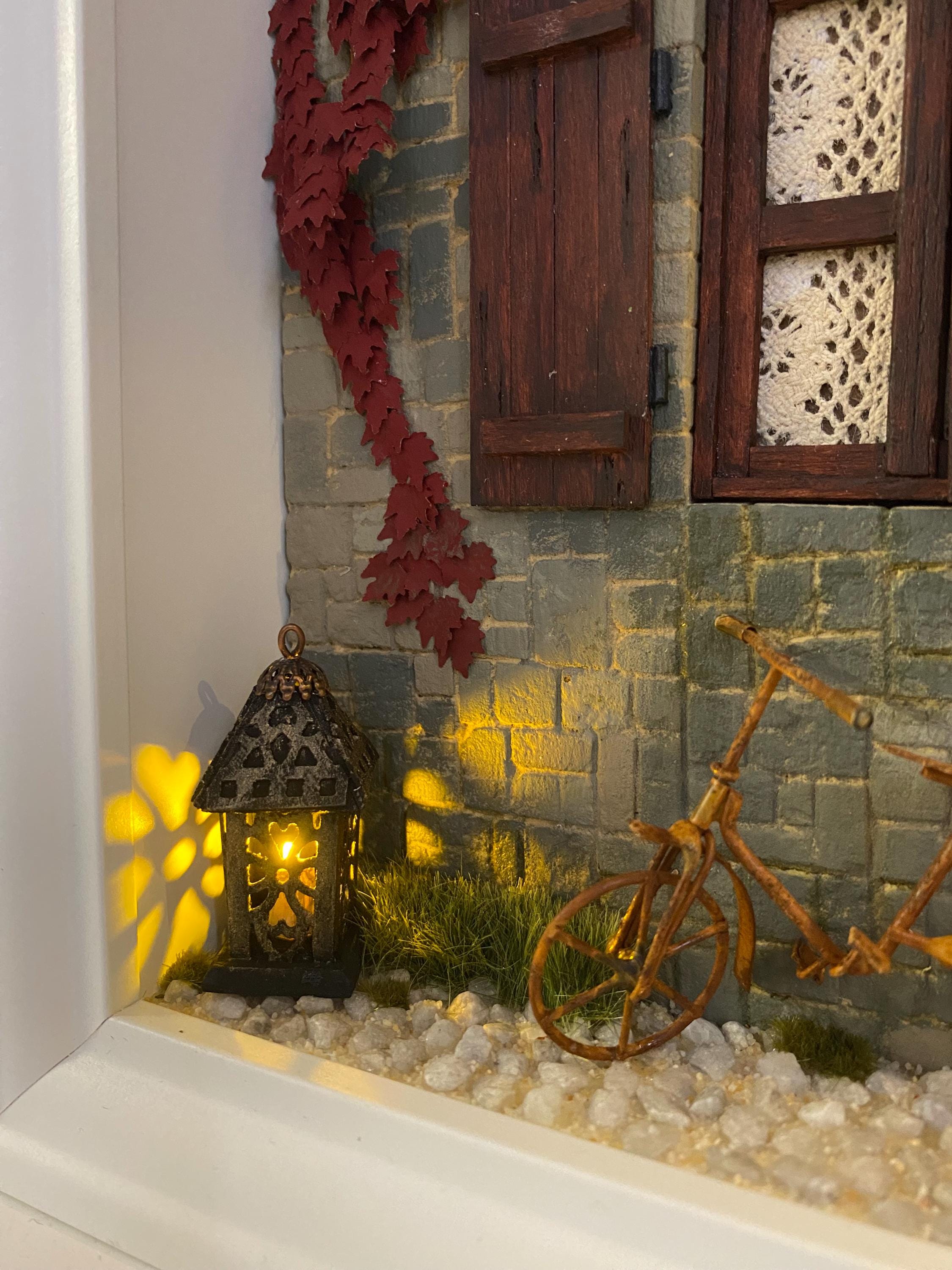 Miniature Autumn Diorama in Shadow Box Frame - Handcrafted Fall Scene ...