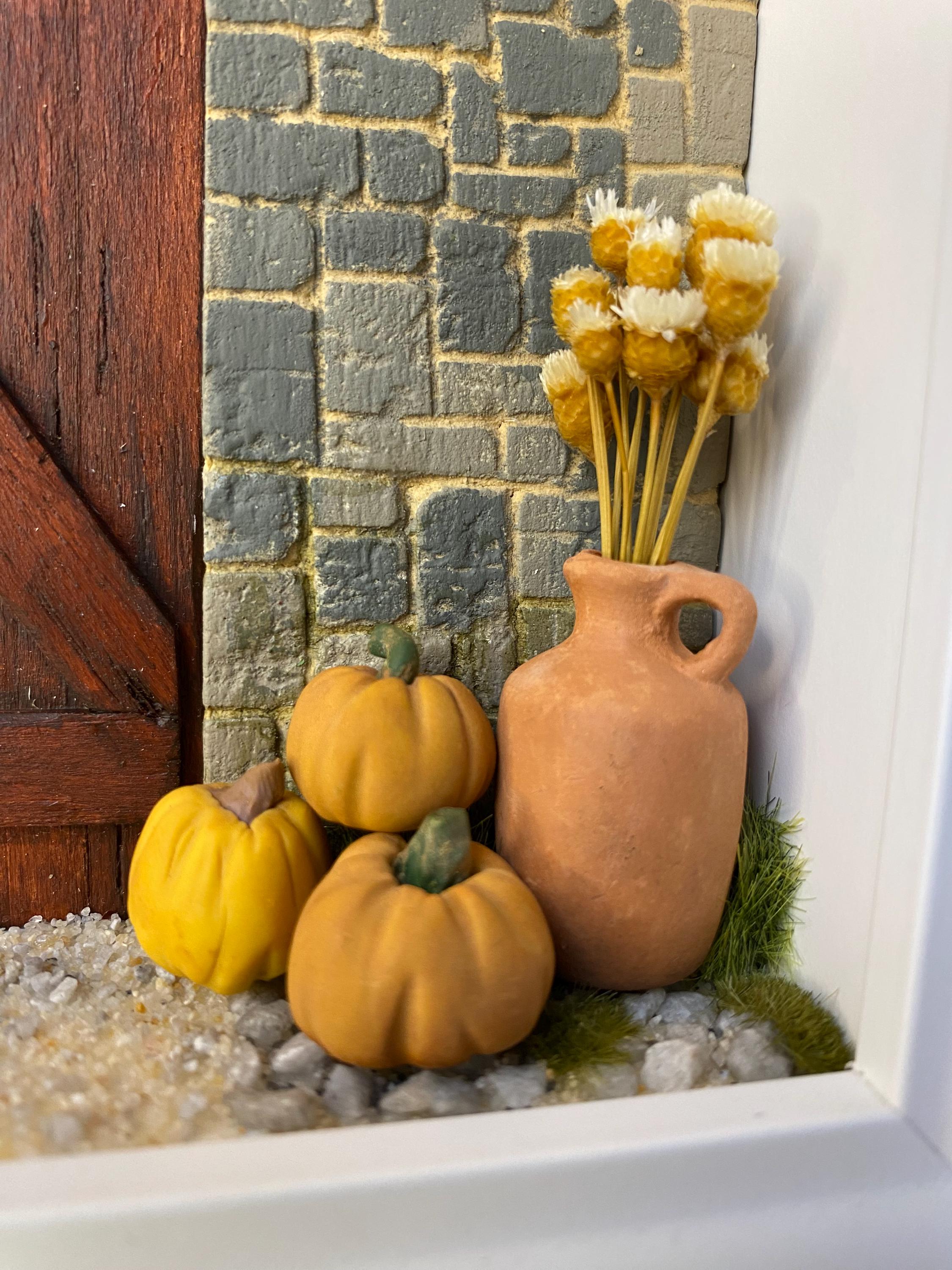 Miniature Autumn Diorama in Shadow Box Frame - Handcrafted Fall Scene ...