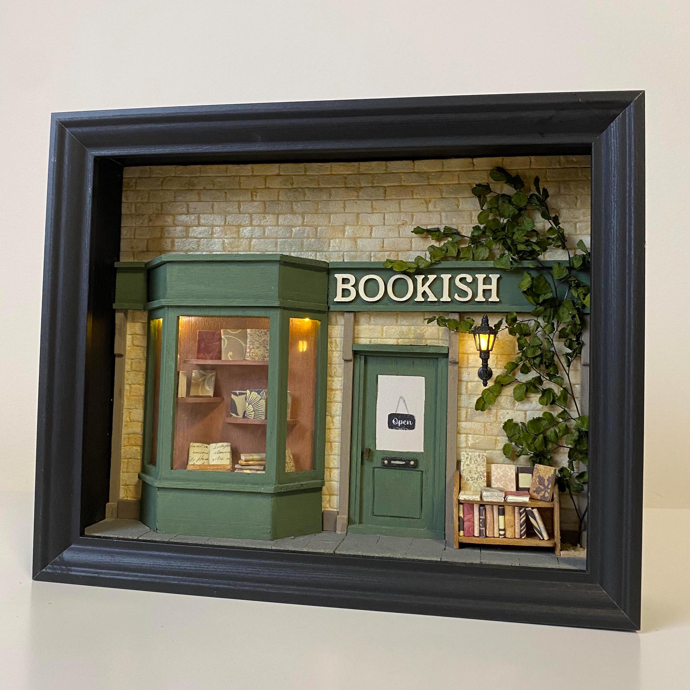 Miniature Bookstore Diorama in Shadow Box Frame - Unique Bookshop Gift ...