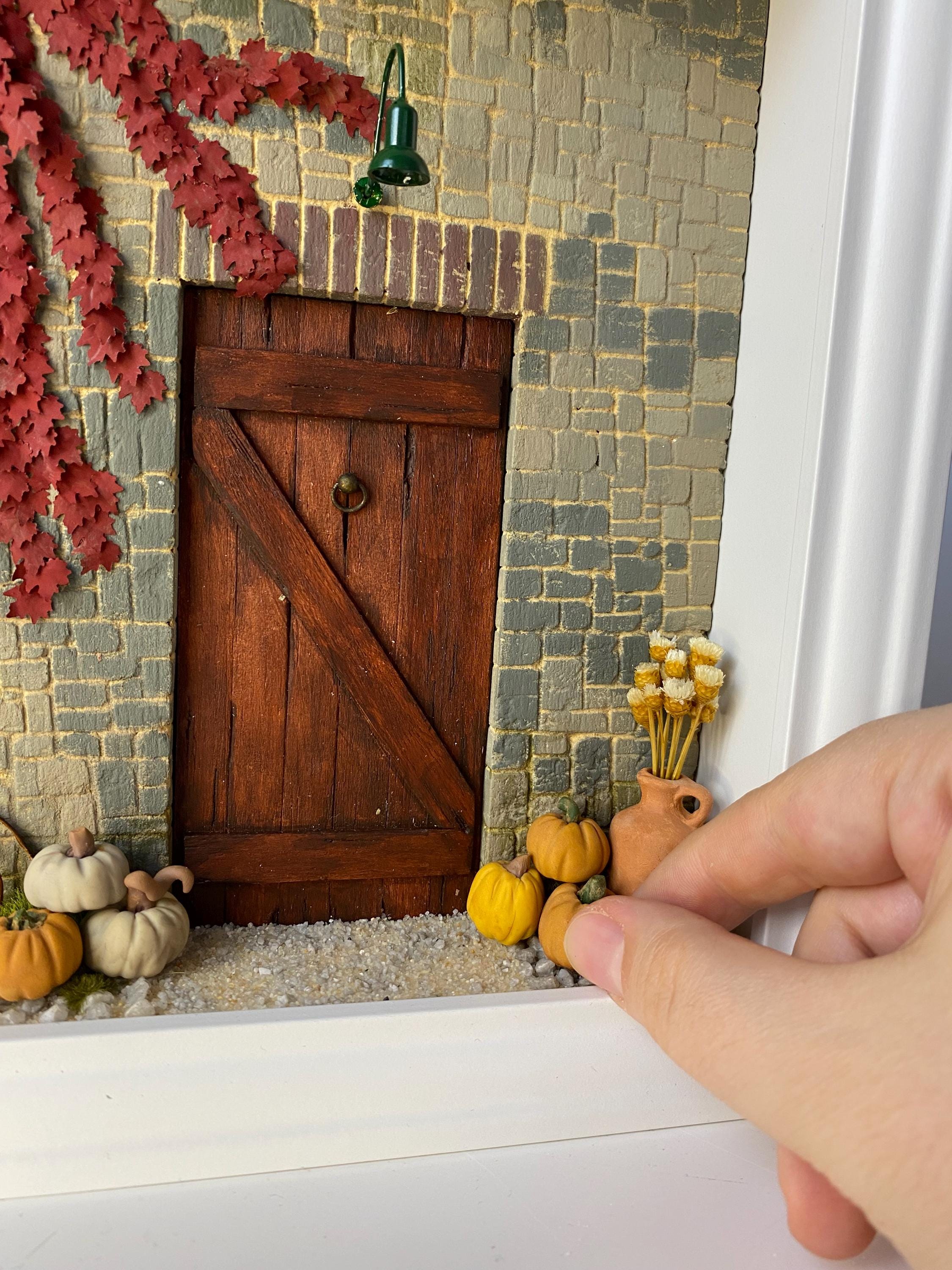 Miniature Autumn Diorama in Shadow Box Frame - Handcrafted Fall Scene ...