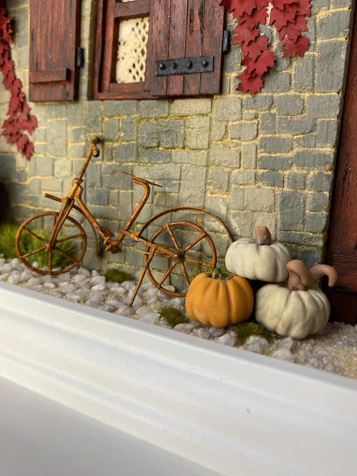Miniature Autumn Diorama in Shadow Box Frame - Handcrafted Fall Scene ...