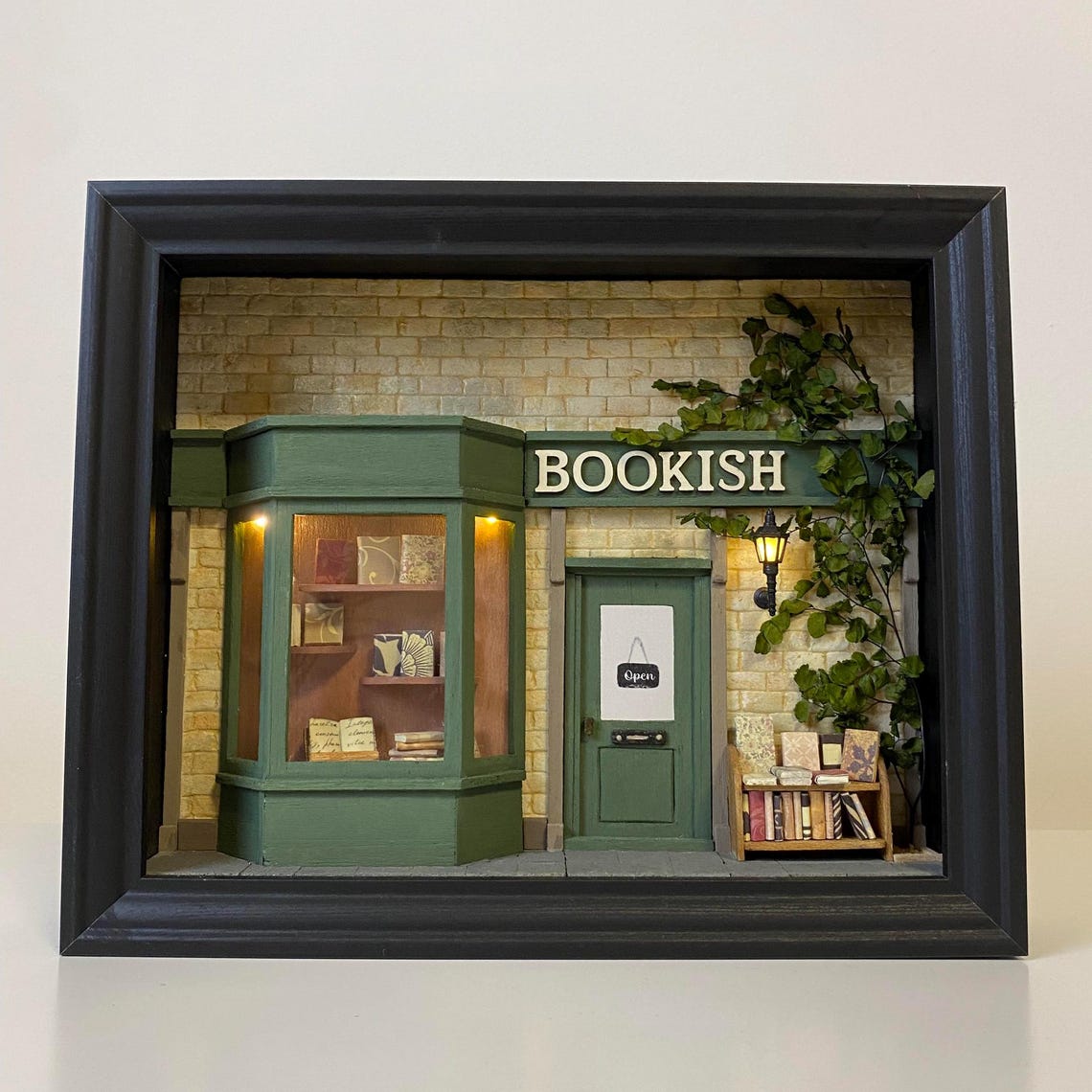 Miniature Bookstore Diorama in Shadow Box Frame - Unique Bookshop Gift ...