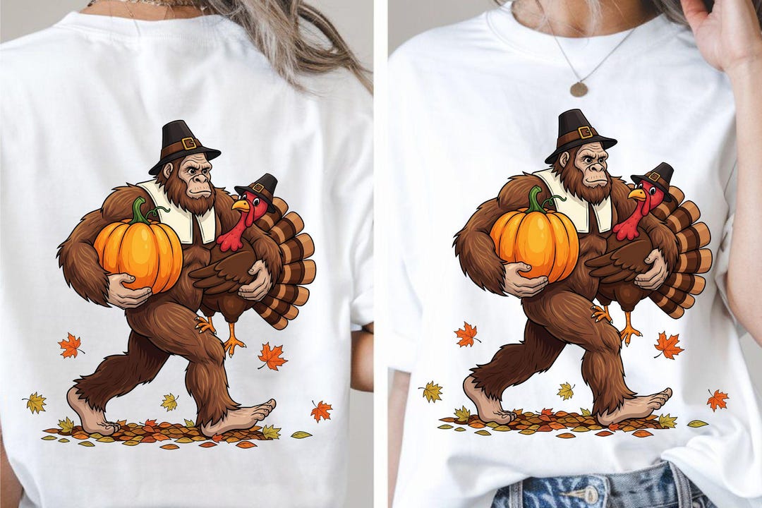 Bigfoot Pilgrim Turkey PNG, Funny Thanksgiving, Sasquatch Fall, Bigfoot ...