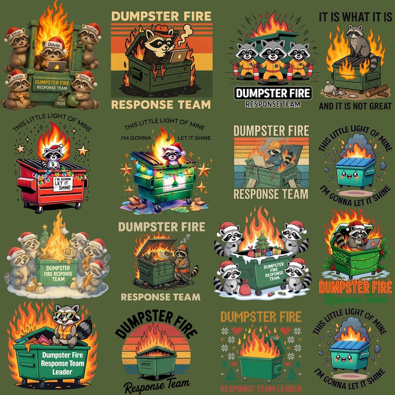 Dumpster Fire Funny Work - Etsy