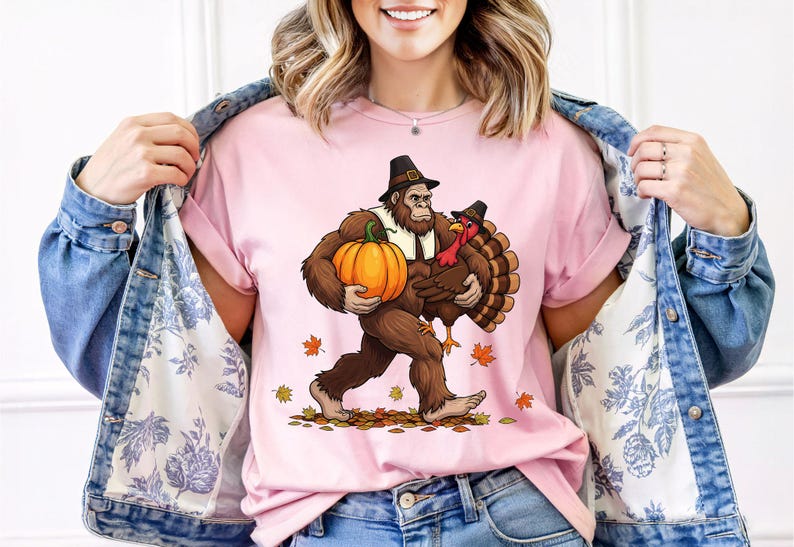 Bigfoot Pilgrim Turkey PNG, Funny Thanksgiving, Sasquatch Fall, Bigfoot ...