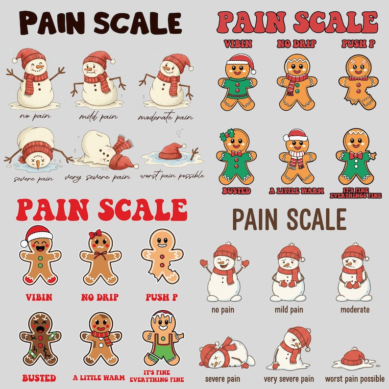 Christmas Pain Scale Retro Santa PNG Svg,funny Nurse Holiday Design ...