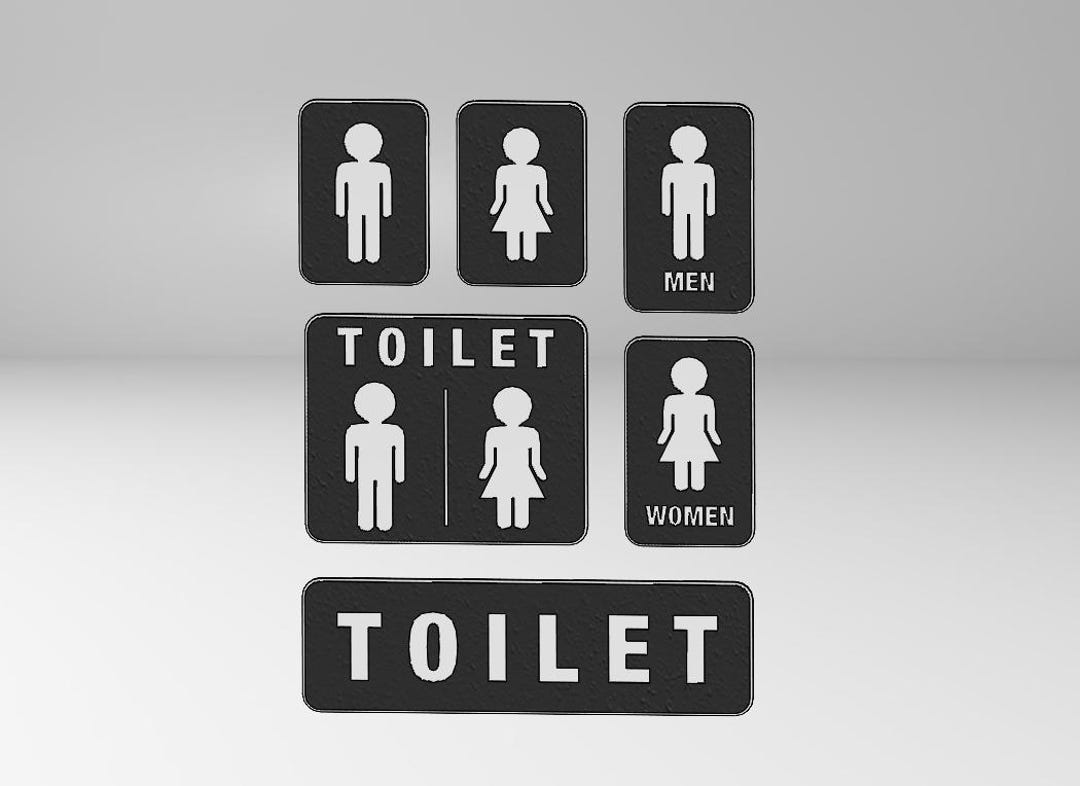 Toilet Sign, Printable Sign, Cnc Ready Sign, Wall Sign, Stl Printable ...