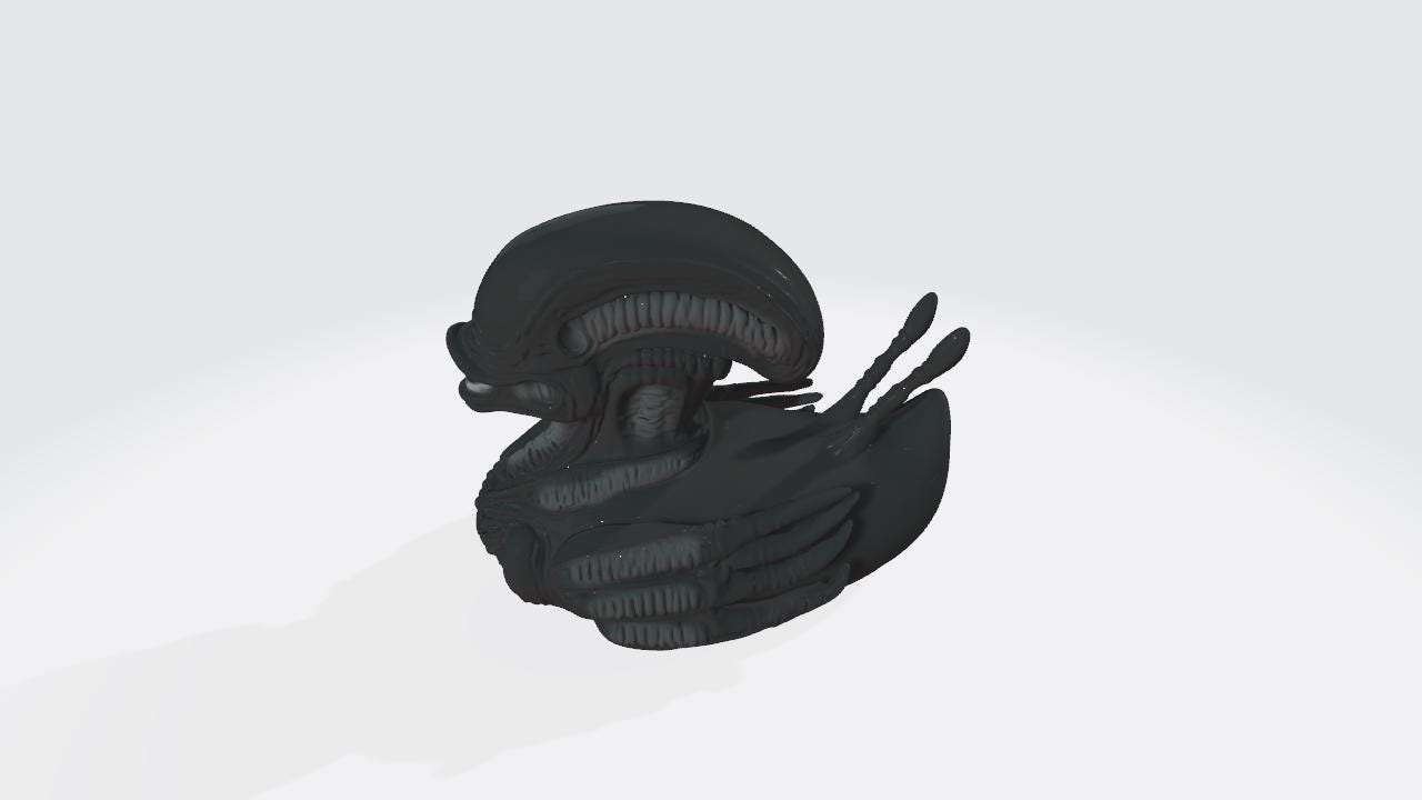 Black Xenomorph Duck Toy STL and OBJ File for 3d Printer and Animation ...
