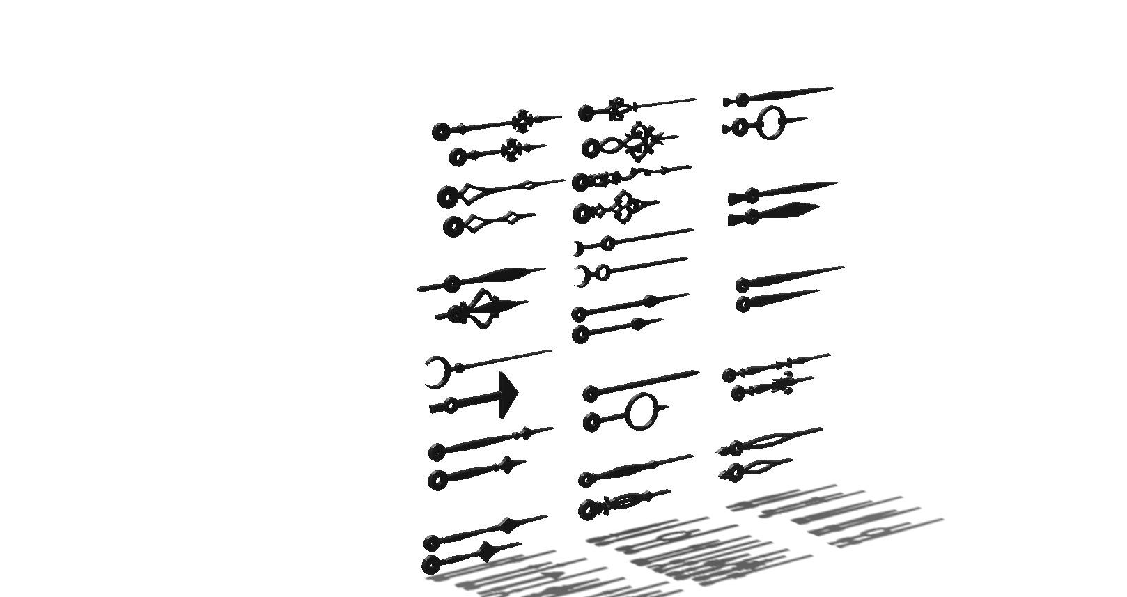 34 Clock Hands: STL, 3mf, DXF Files, Laser Cut Ready (digital Download ...