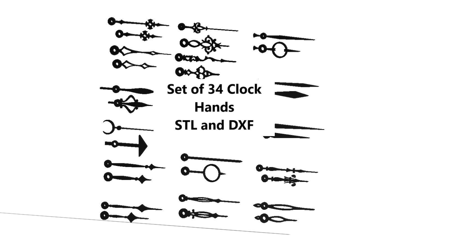 34 Clock Hands: STL, 3mf, DXF Files, Laser Cut Ready (digital Download ...