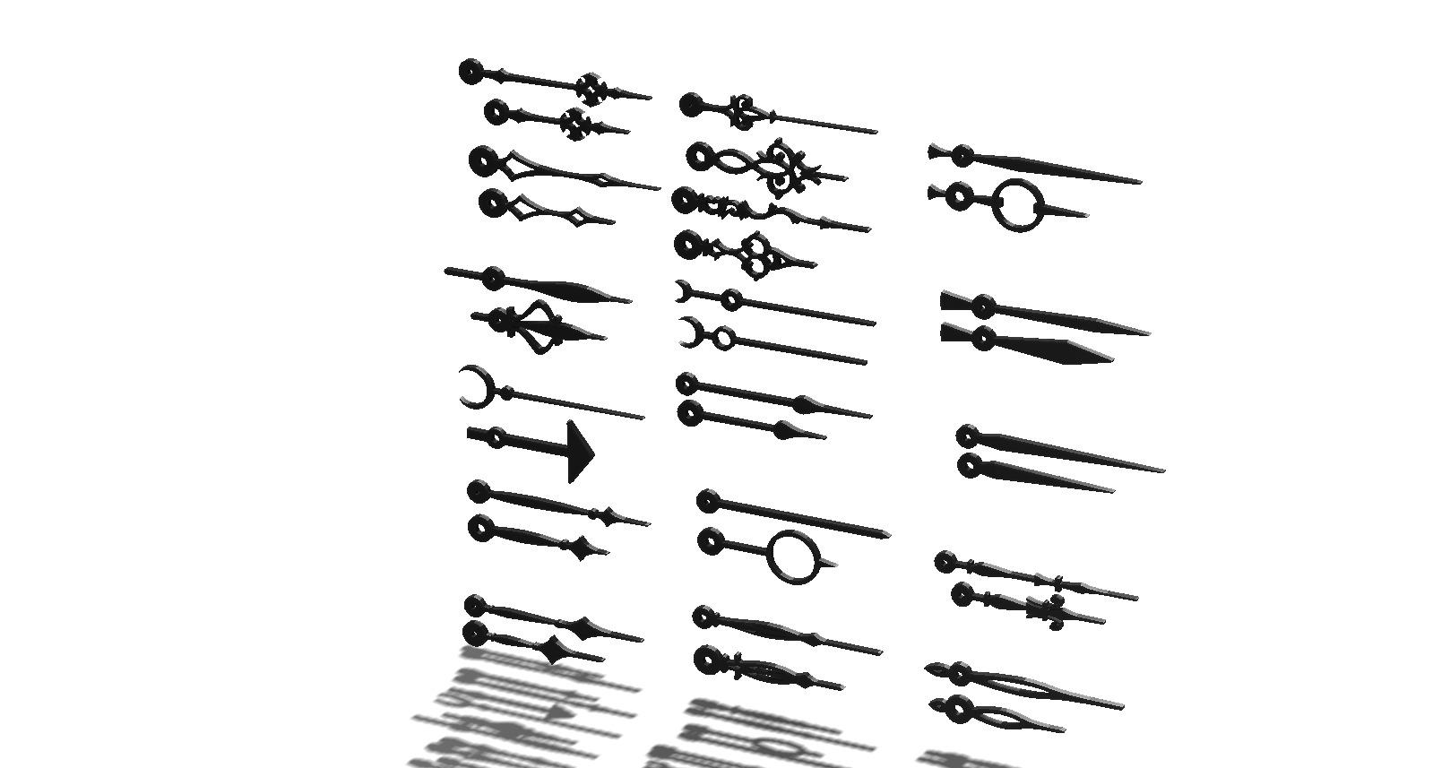 34 Clock Hands: STL, 3mf, DXF Files, Laser Cut Ready (digital Download ...