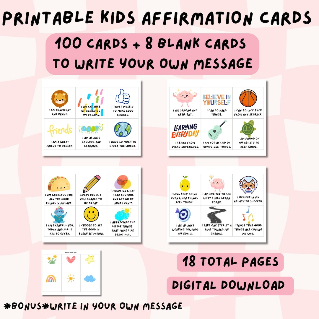 Affirmation Cards for Kids | Printable Affirmation Cards for Kids ...