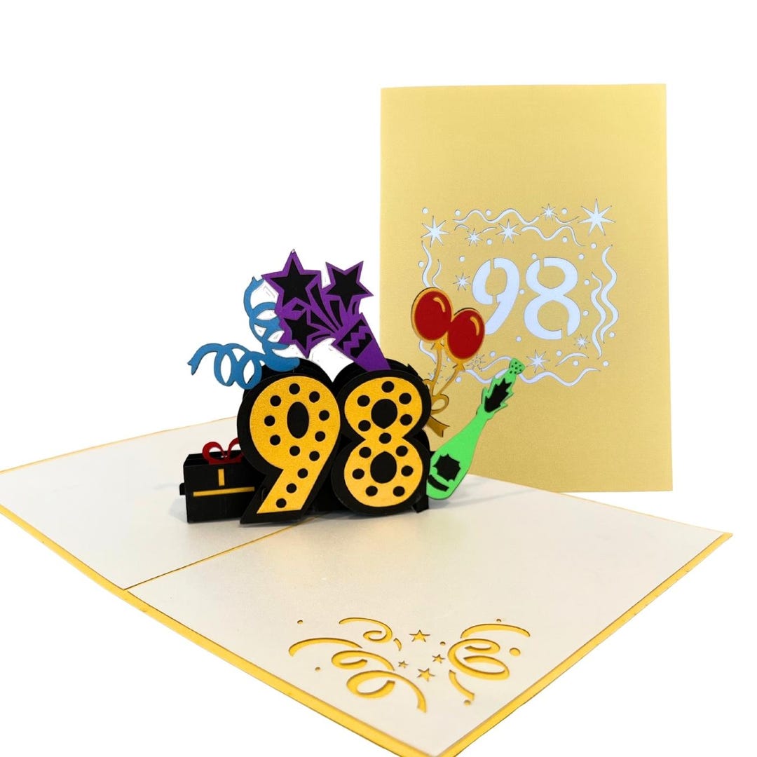 Happy 98th Birthday 3D Pop up Card, Birthday 3D Greeting Card, 5 X 7 ...