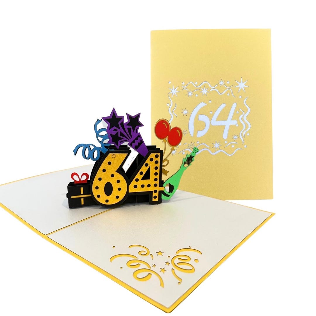 Happy 64th Birthday 3D Pop up Card, Birthday 3D Greeting Card, 5 X 7 ...