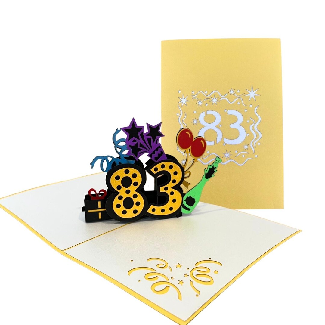 Happy 83rd Birthday 3D Pop up Card, Birthday 3D Greeting Card, 5 X 7 ...