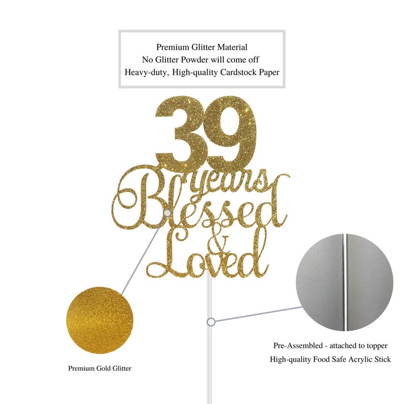 39th Birthday Cake Topper 39 Years Blessed & Loved Anniversary Cake ...