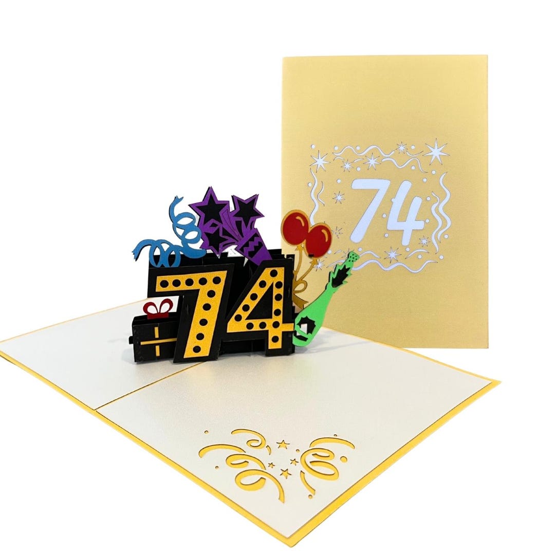 Happy 74th Birthday 3D Pop up Card, Birthday 3D Greeting Card, 5 X 7 ...