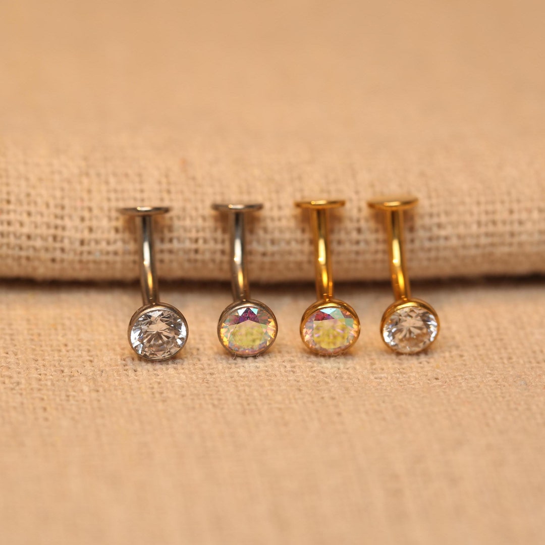 G23 Belly Button Ring Round Bottom Belly Button Jewelry 14G Internal ...