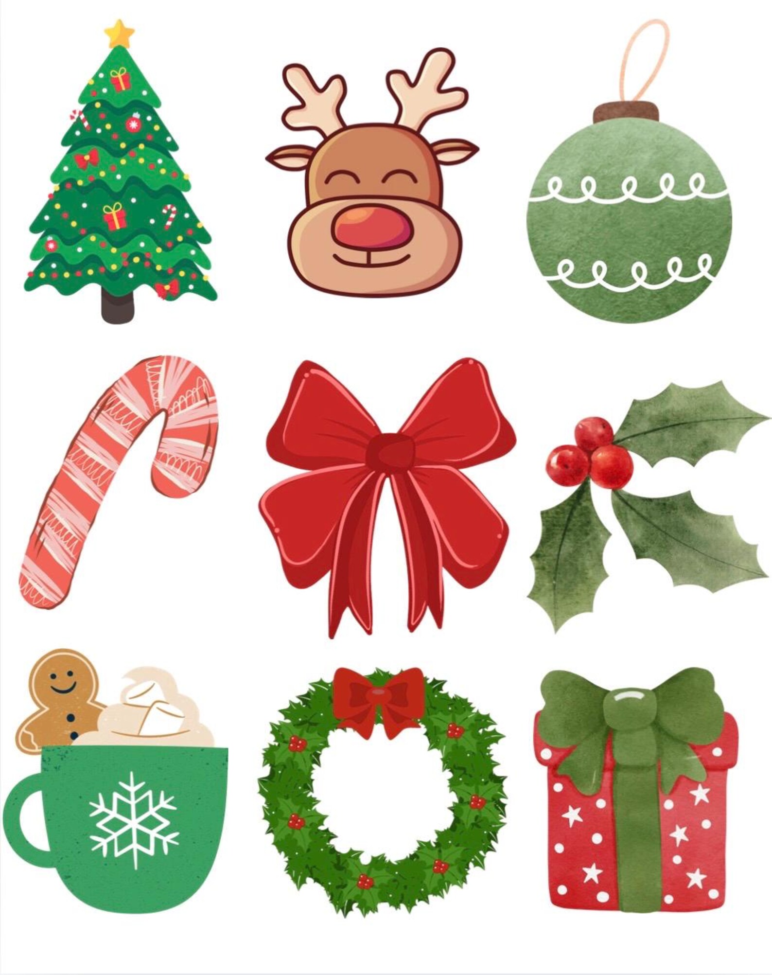 5 Assorted Christmas Coquette PNG, Christmas Png, Christmas Coquette ...