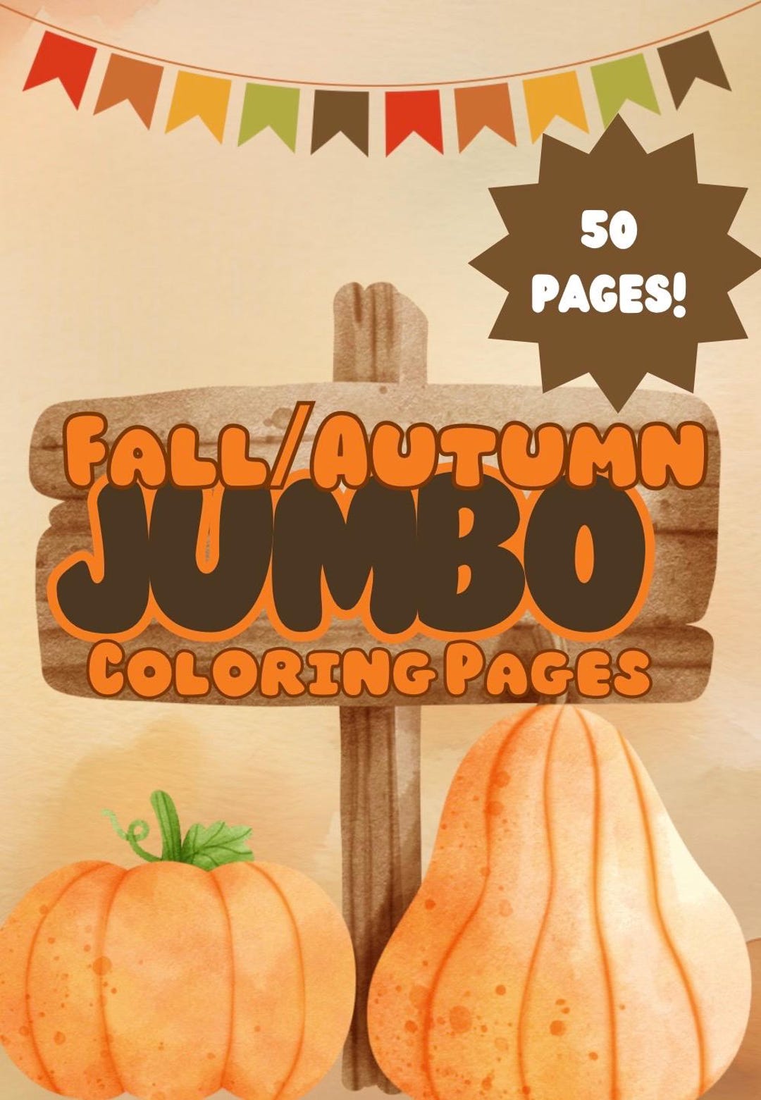 JUMBO Printable Fall Autumn Coloring Pages- Bold and Large for Fun and ...