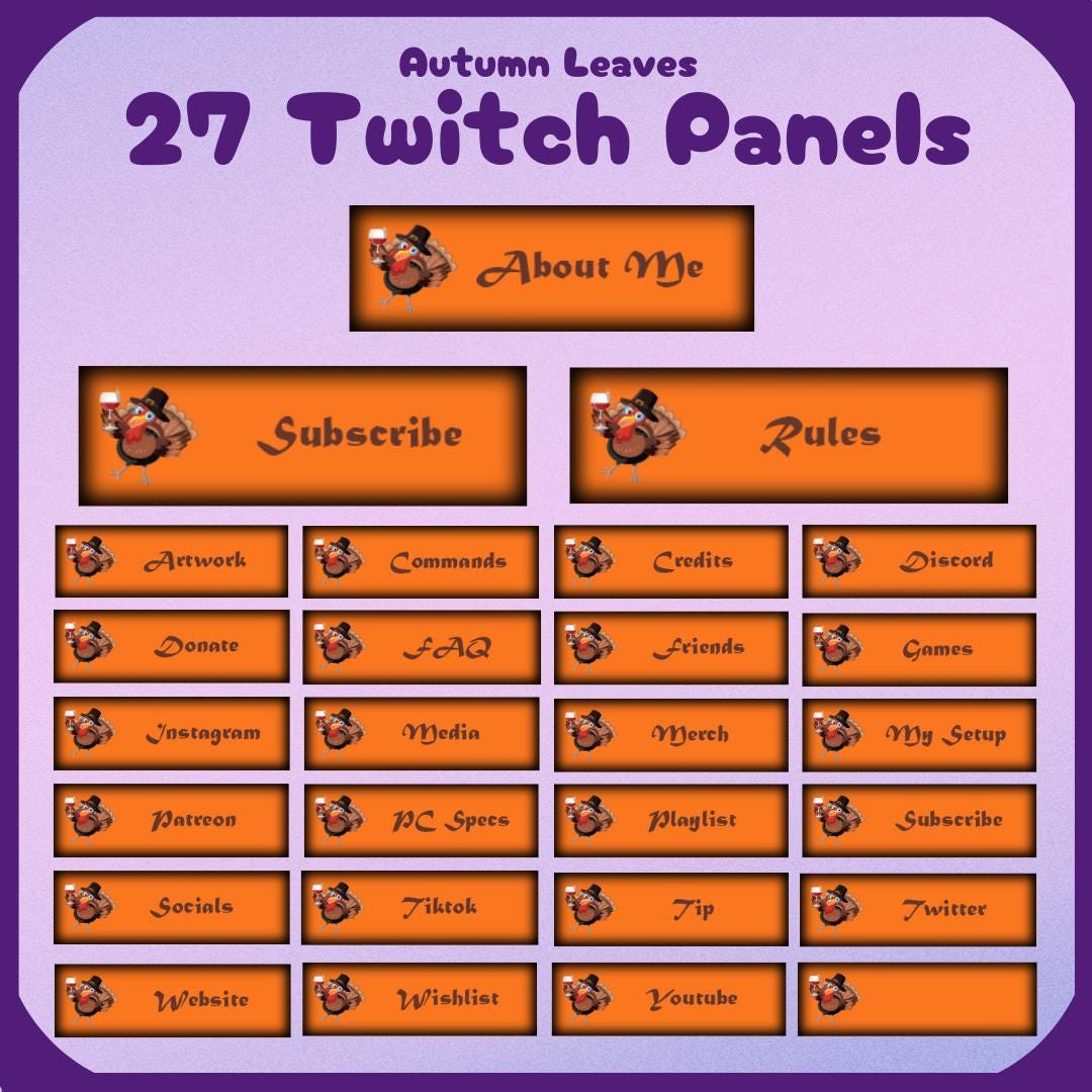 Animated Thanksgiving Turkey Stream Bundle Overlay Cam Border Twitch ...